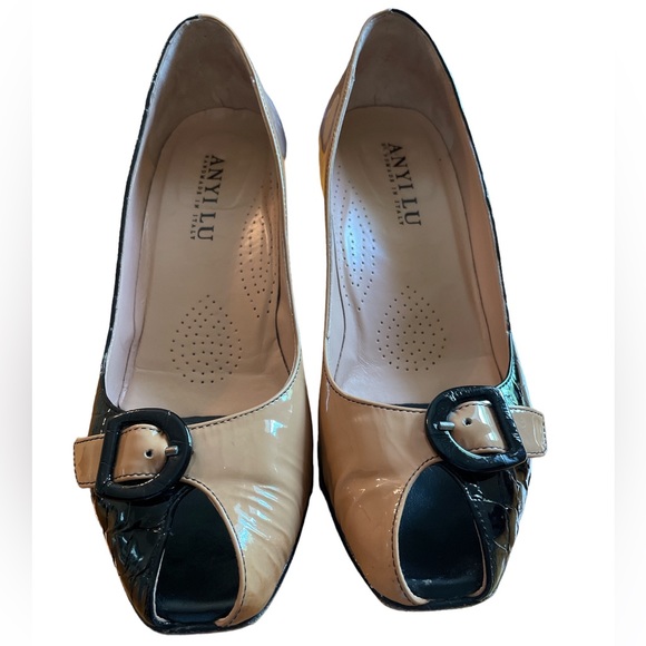 Anyi Lu | Shoes | Anyi Lu Color Block Peep Toe Patent Pumps | Poshmark
